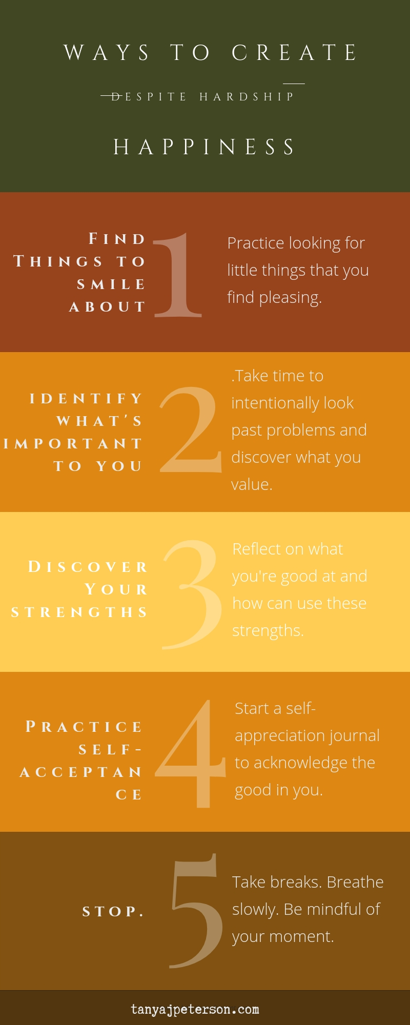 5 Ways to Create Happiness Despite Hardship – Tanya J Peterson – Author
